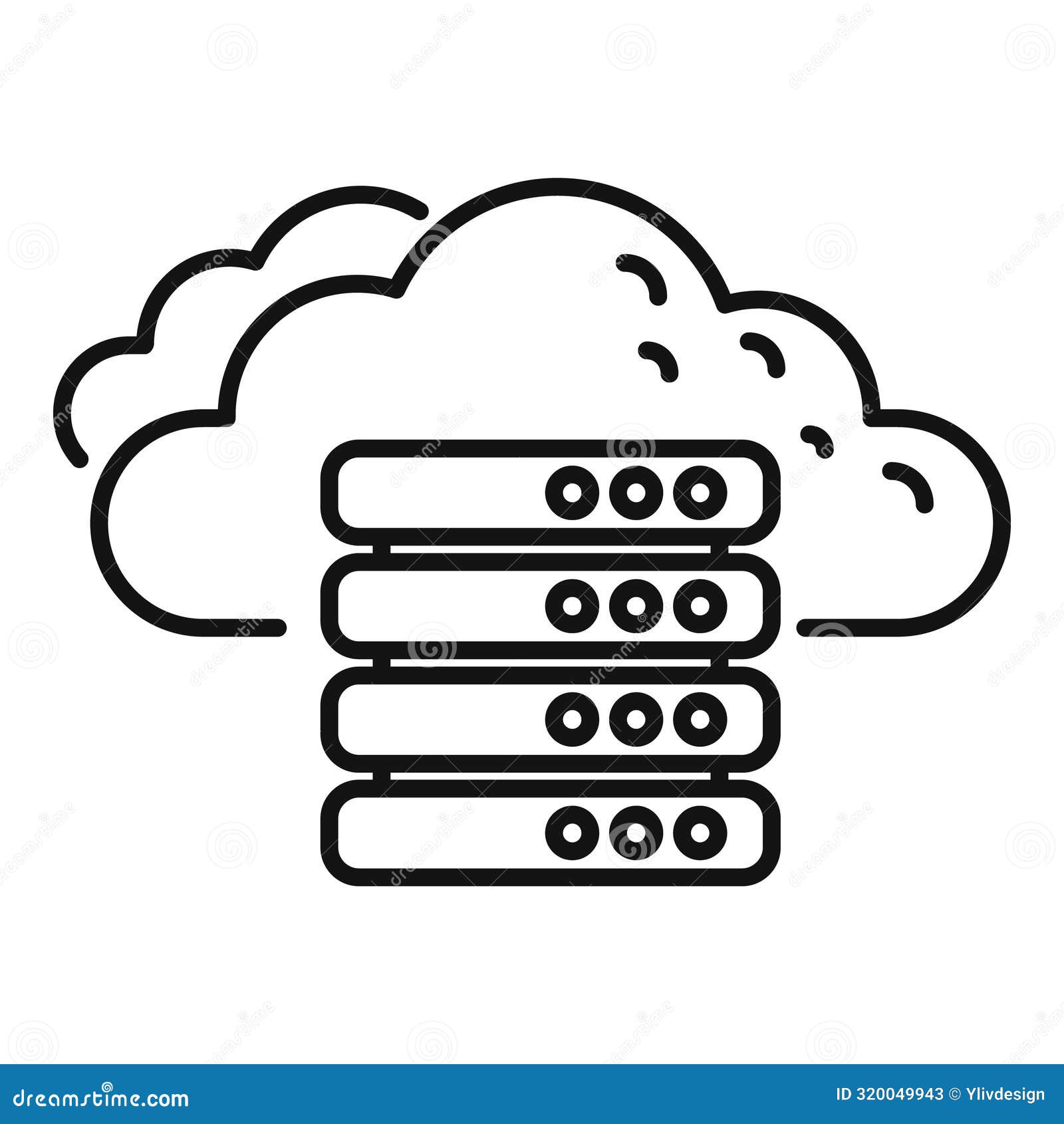 Cloud Computing Icon in Line Art Style Stock Illustration ...