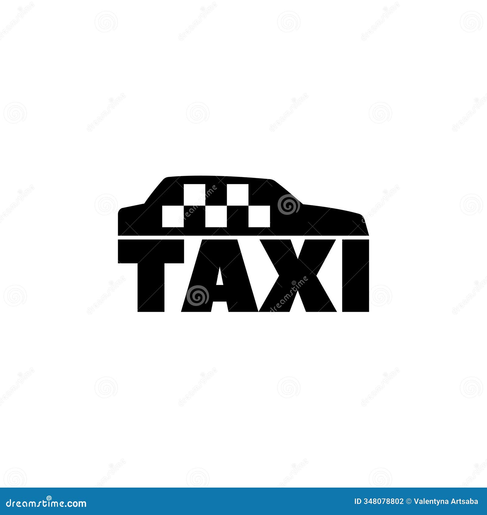 Simplistic Black and White Taxi Cab Vector Icon Stock Illustration ...
