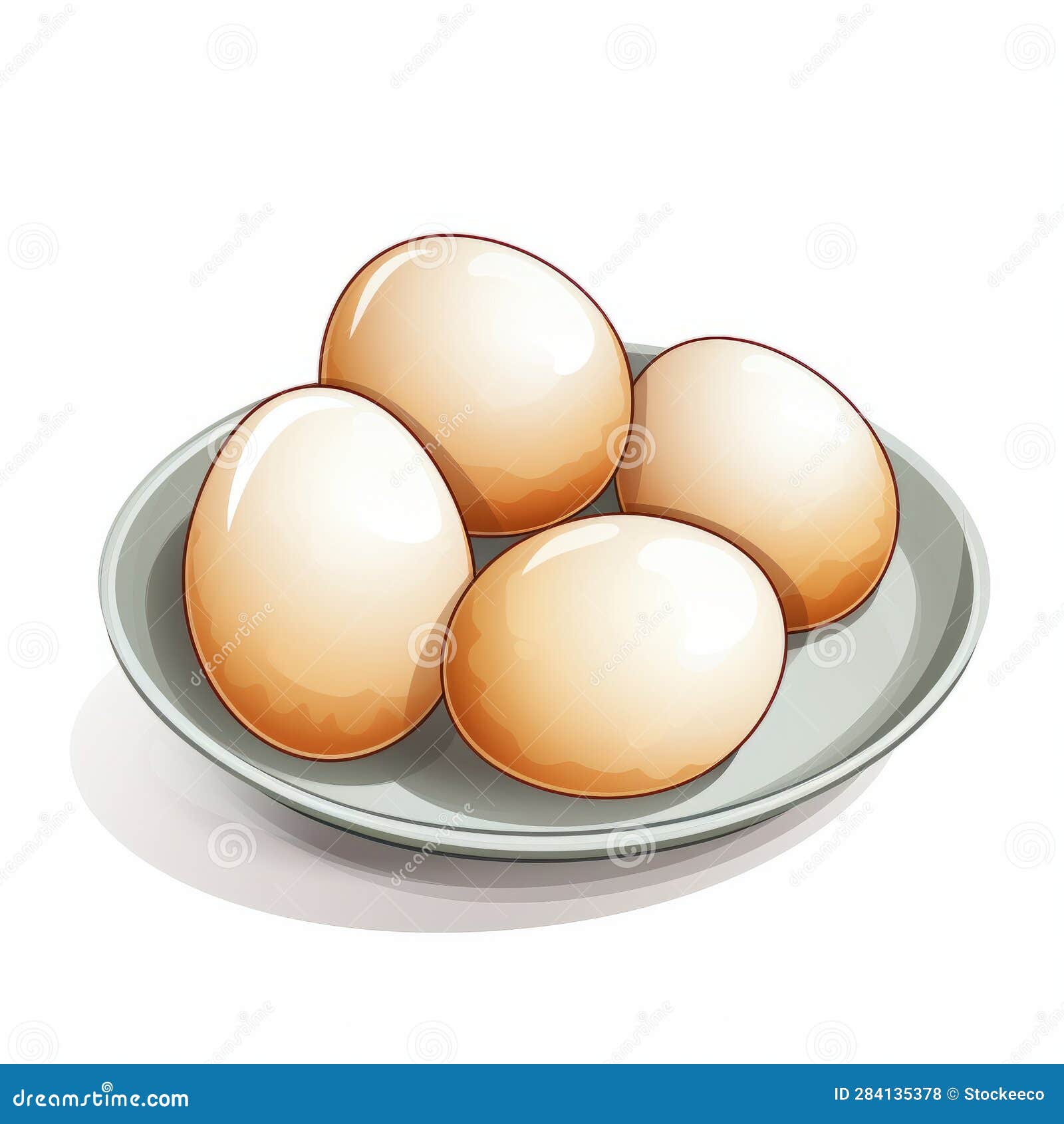 Simplistic Cartoon Eggs on White Plate - Vector 2d Game Art Stock ...