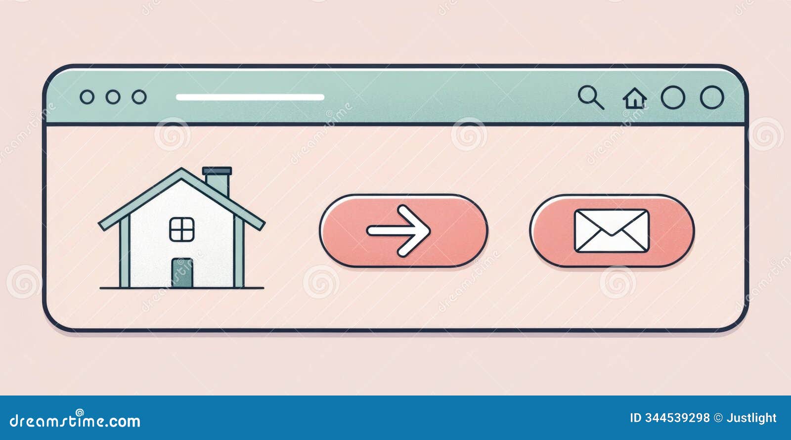Simplistic Chrome a Basic Browser Toolbar in a Muted Pastel Color ...
