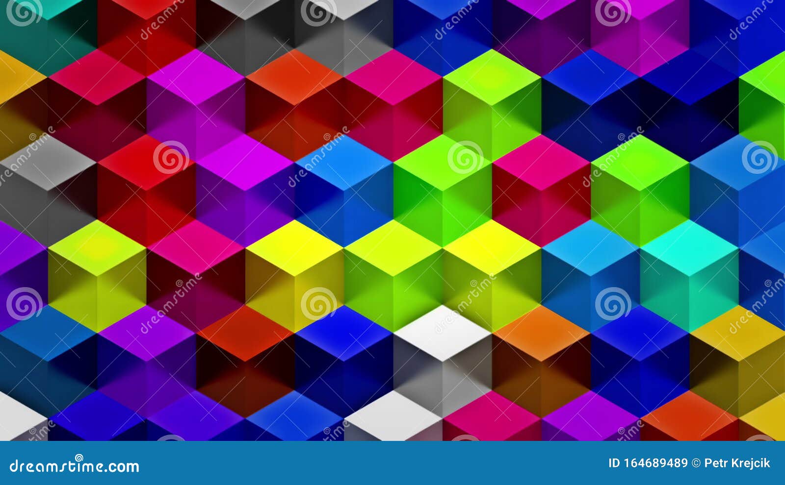 Simplistic Colorful Cube Field in Orthogonal View - 3D Render Stock ...