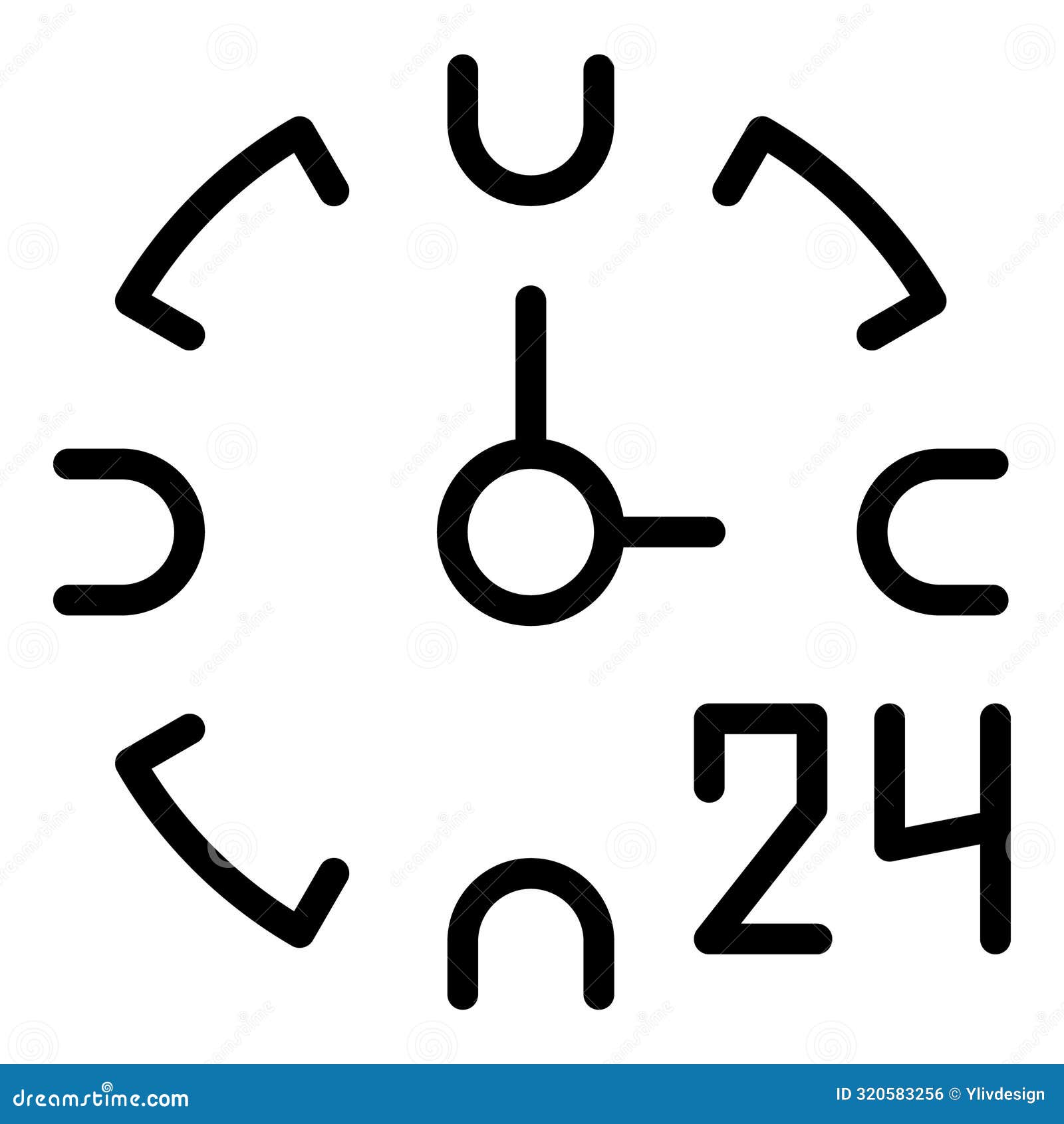 Simplistic 247 Customer Service Icon with Arrows Indicating ...