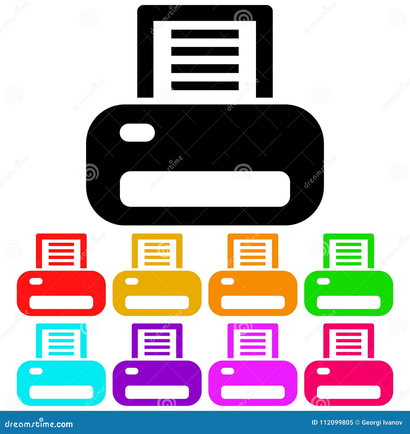 Flat Printer Icon. Printer With Paper A4 Sheet And Printed Text ...