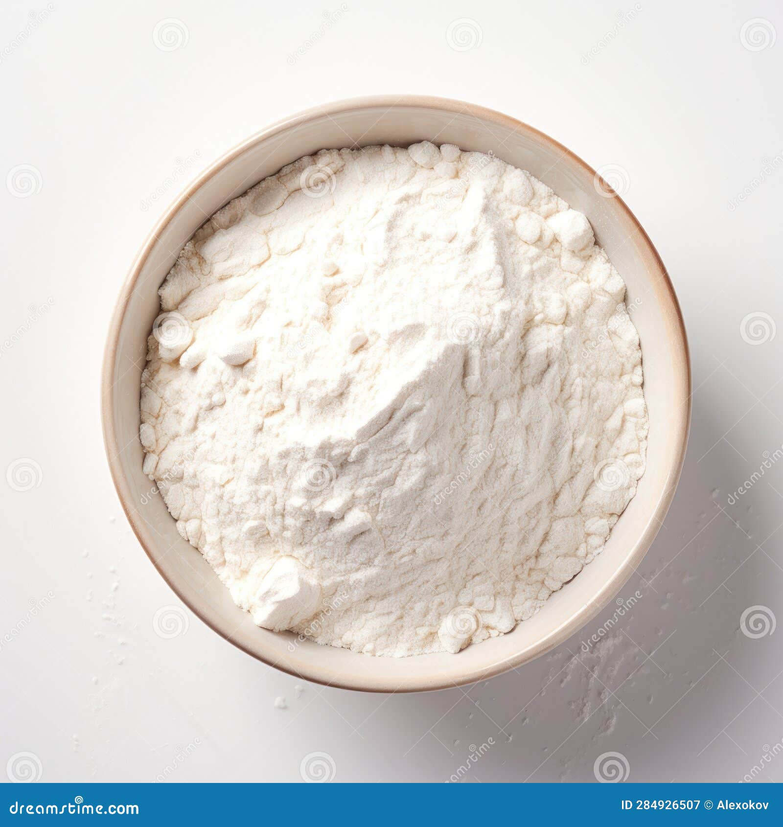 Simplistic Flour Top View on White Background AI Generated Stock ...