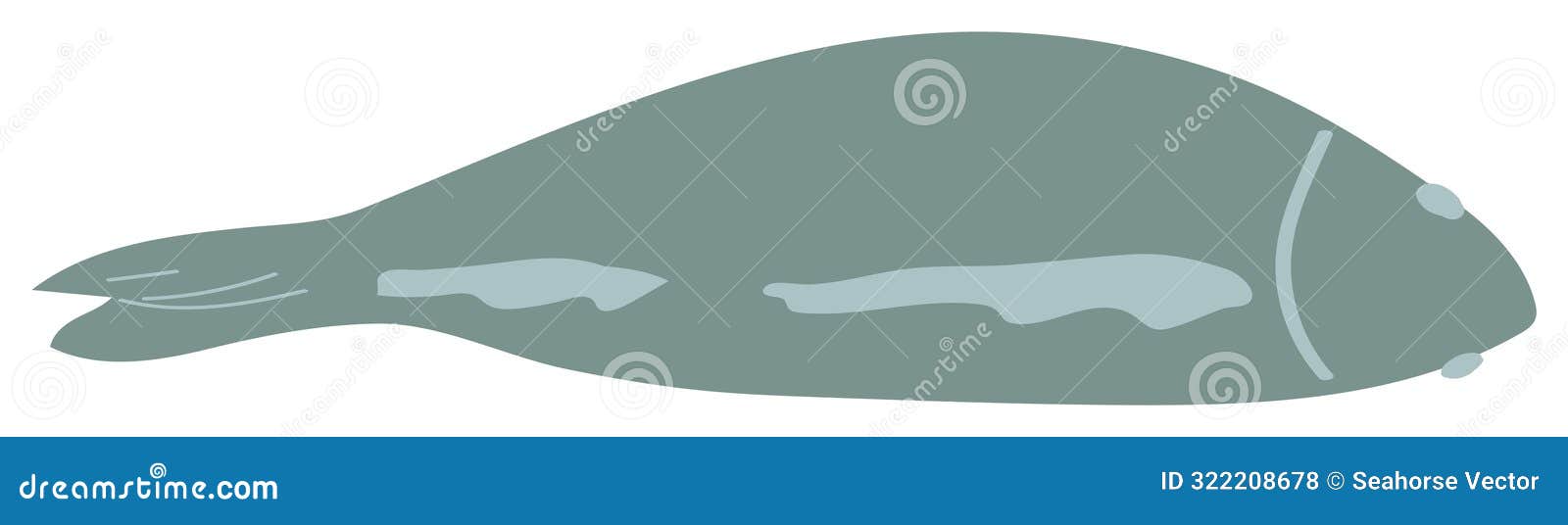 Simplistic Grey Fish Cartoon, Minimalistic Aquatic Design, Digital ...