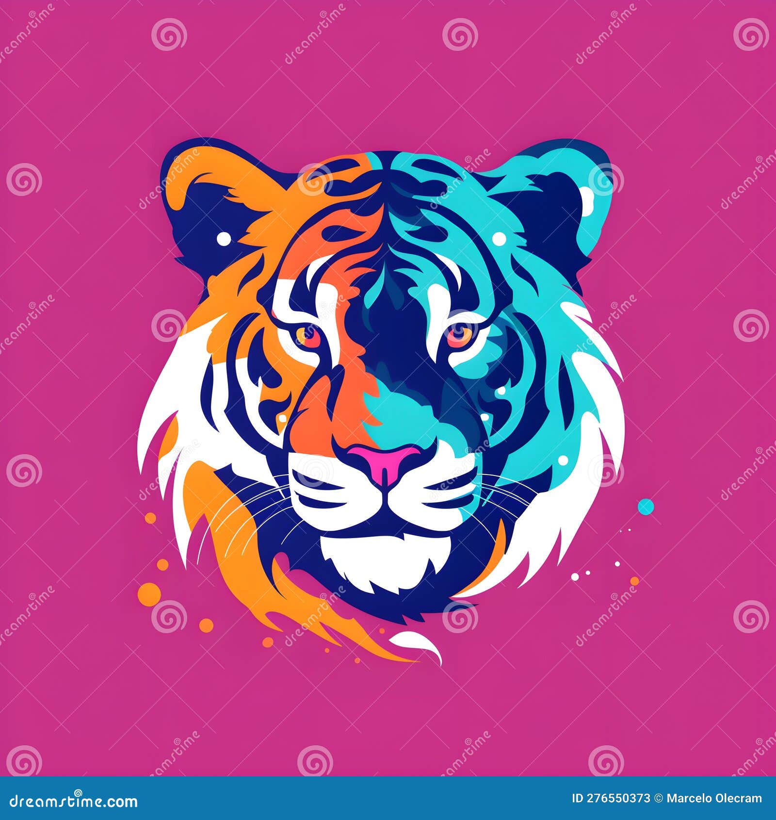 Simplistic Innovative Multicolored Tiger Logo. Empty Background ...