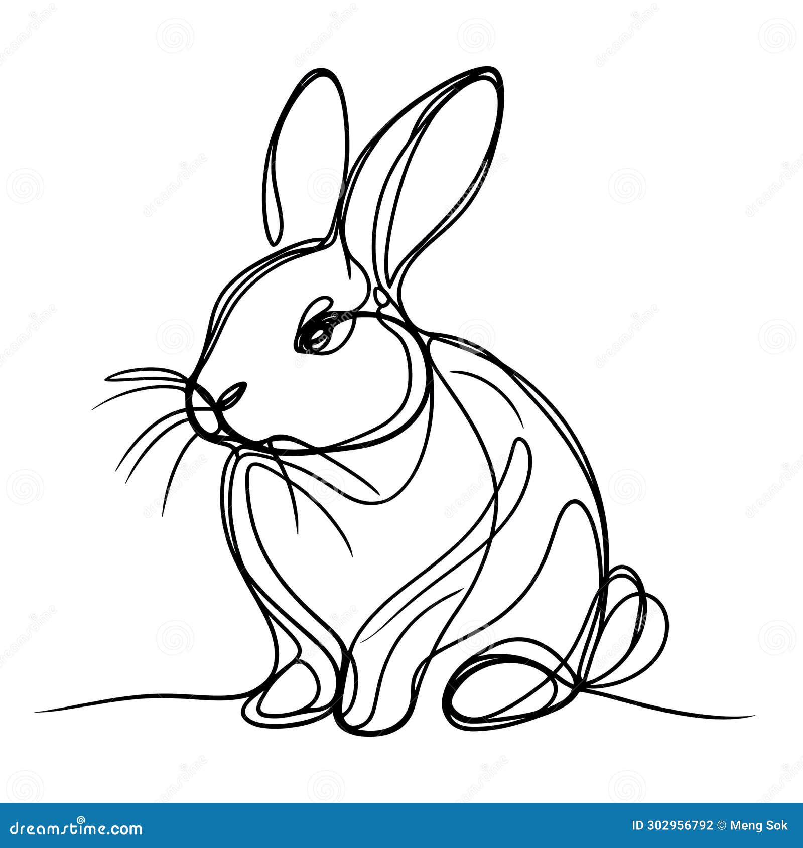 A Simplistic Line Drawing of a Rabbit on White Background. Stock ...
