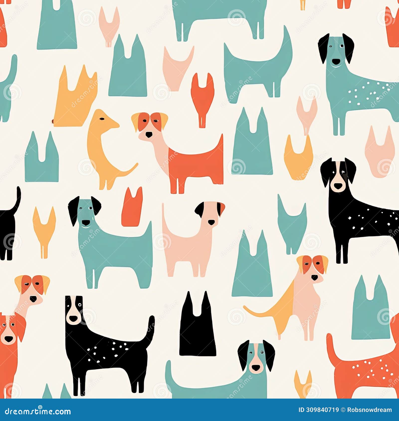 Simplistic and Modern Dog Repeat Pattern Stock Illustration ...
