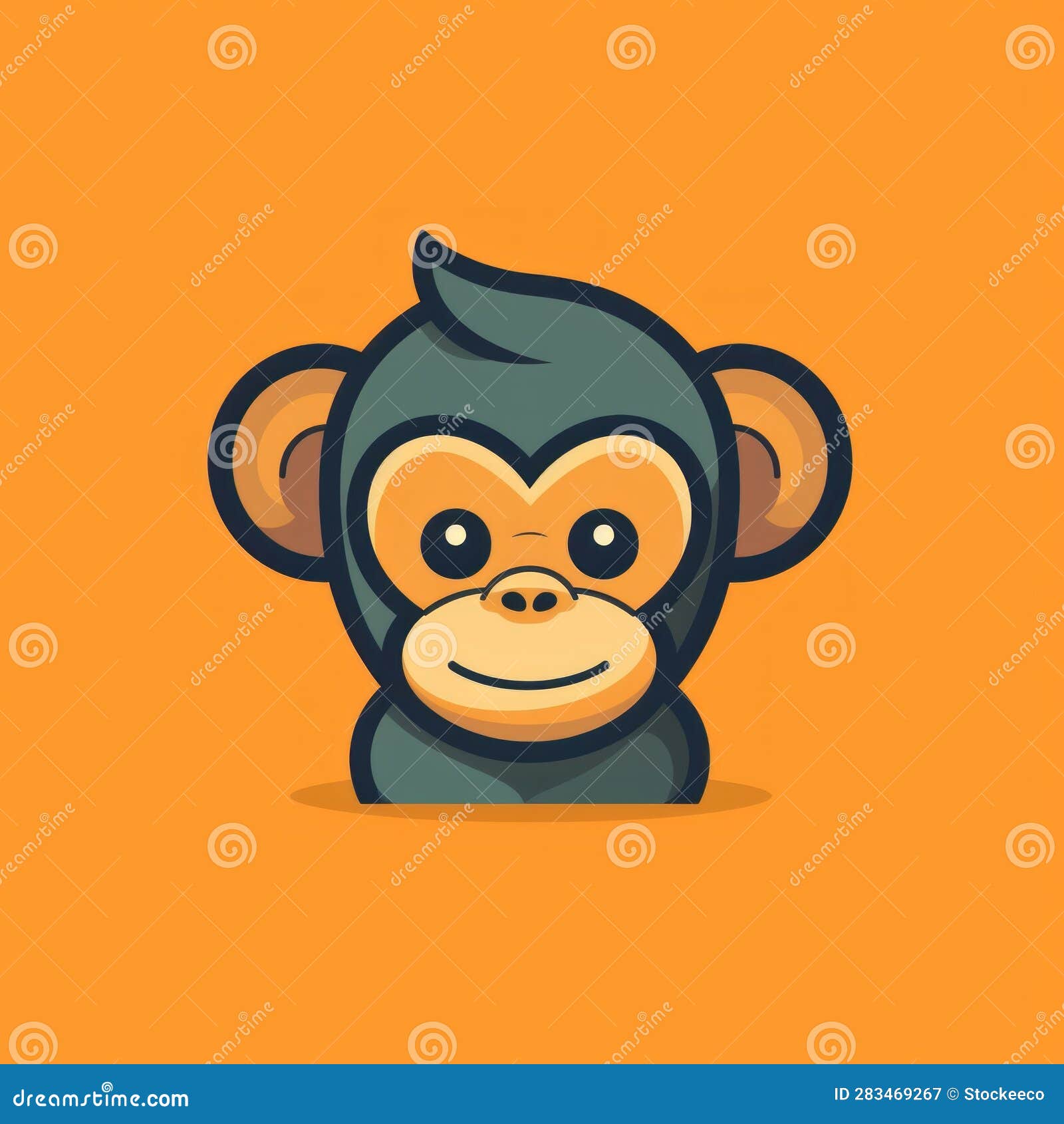 Simplistic Monkey Cartoon Design on Orange Background Stock ...