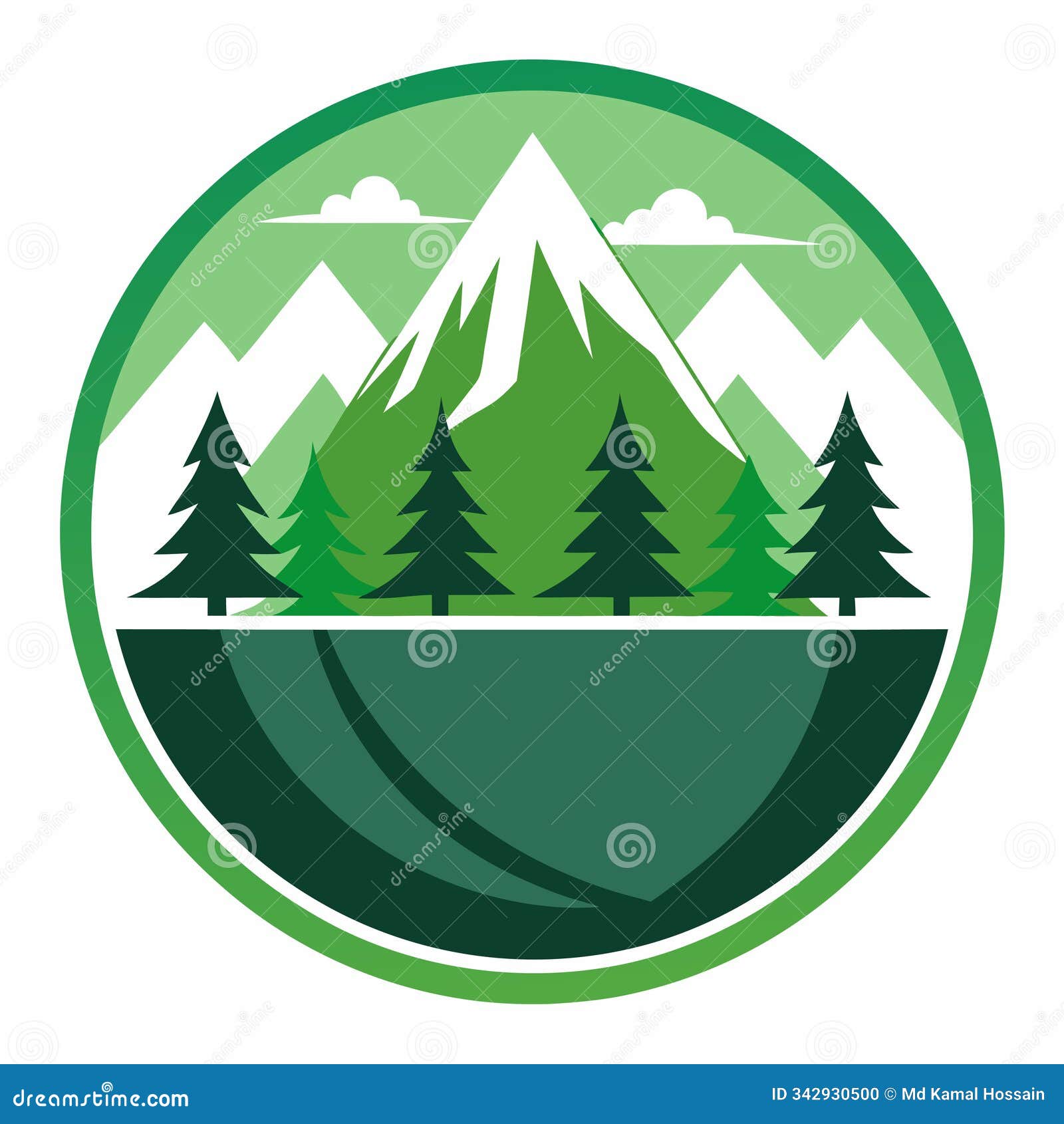 Simplistic Mountain and Tree Silhouette Design. Stock Illustration ...