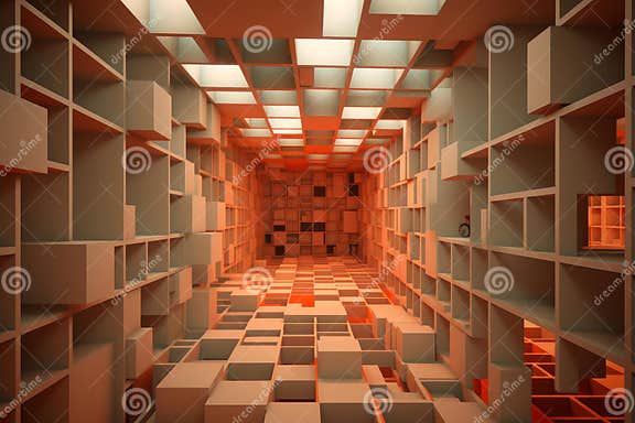 Simplistic Square Blocks Room Design Generate Ai Stock Image Image