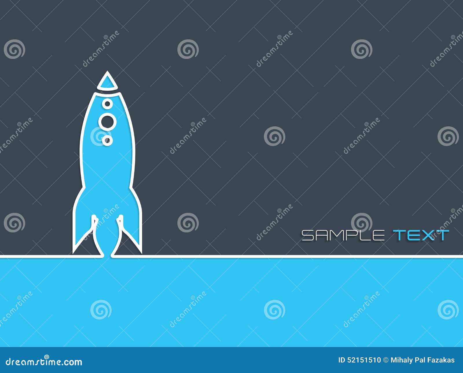 Simplistic Startup Business Background with Blue Rocket Stock Vector ...