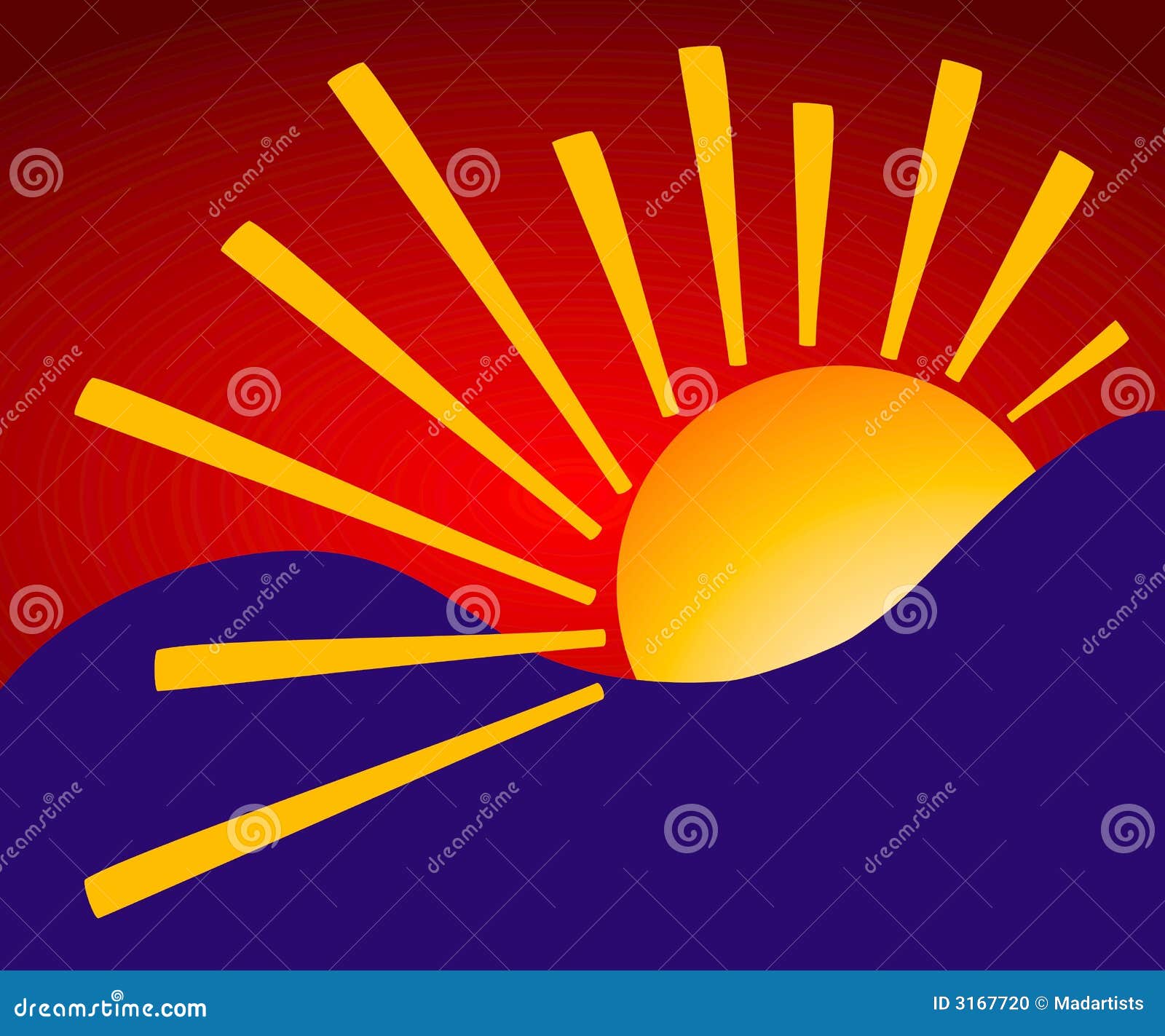 Simplistic Sunrise Background Stock Illustration - Illustration of ...