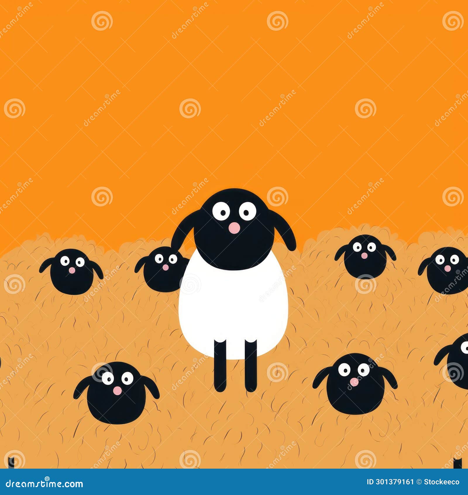 Animated Sheep In Grass: Matte Painting With Larme Kei Style Stock ...