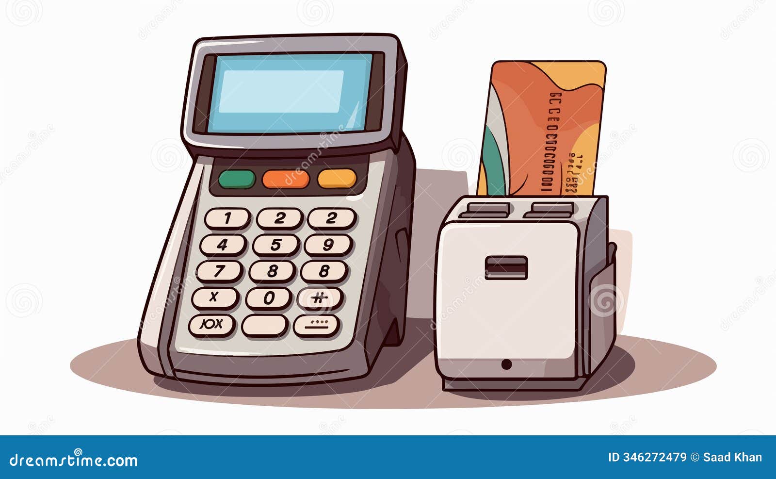 Pos Device Bill and Credit Card Vector Design Stock Illustration ...