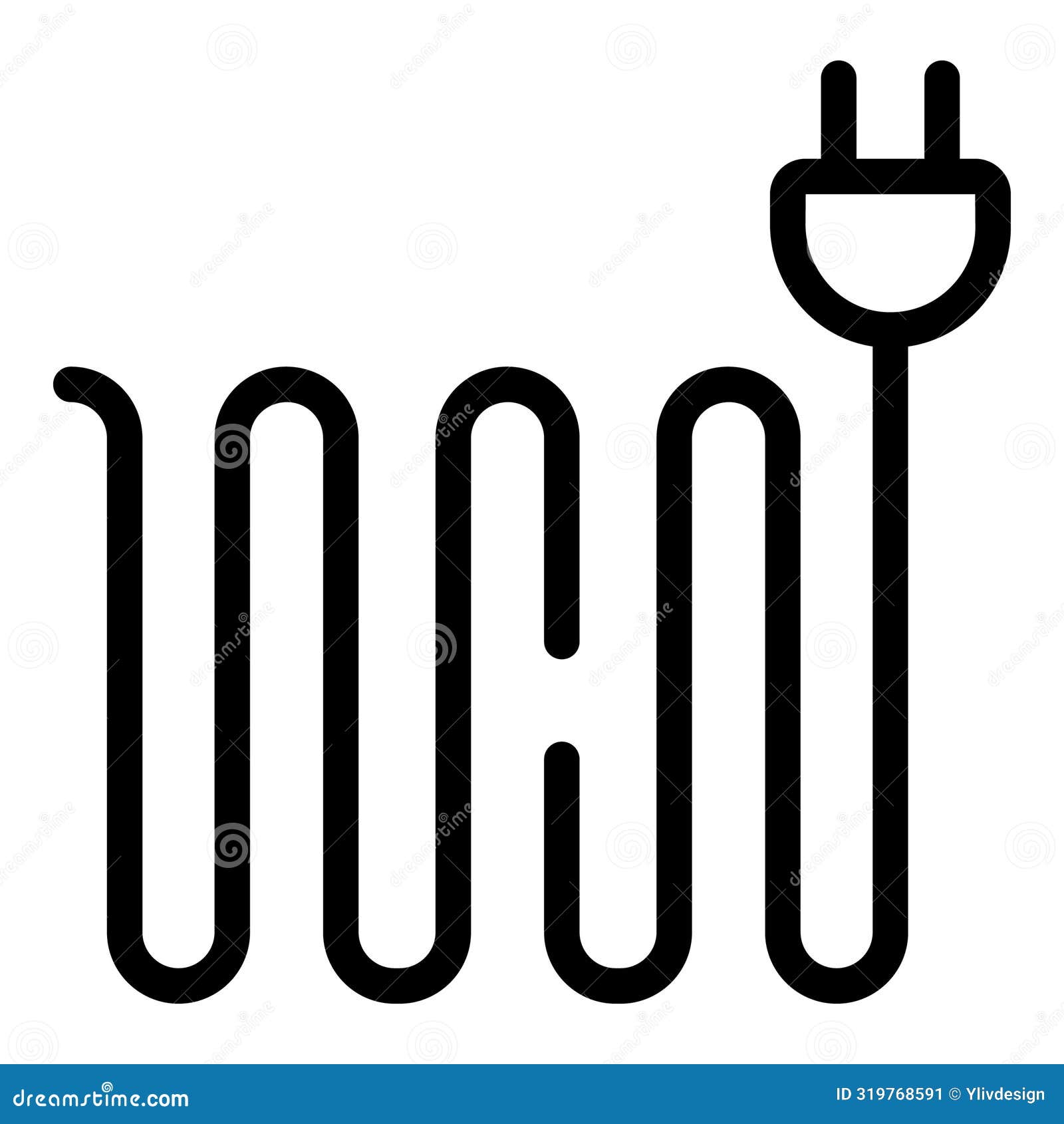 Black and White Power Cable Icon Stock Illustration - Illustration of ...