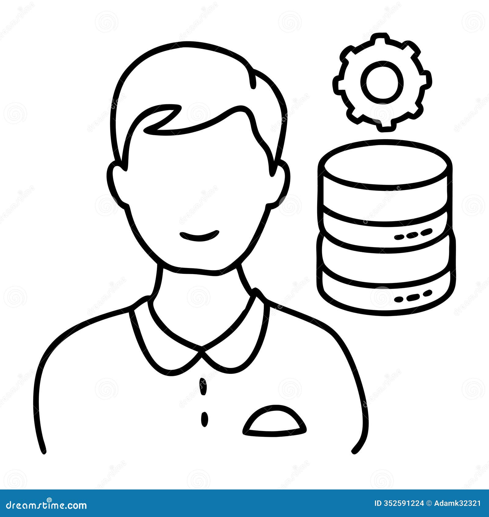 Simplistic Vector of it Professional with Database and Gear Symbol ...