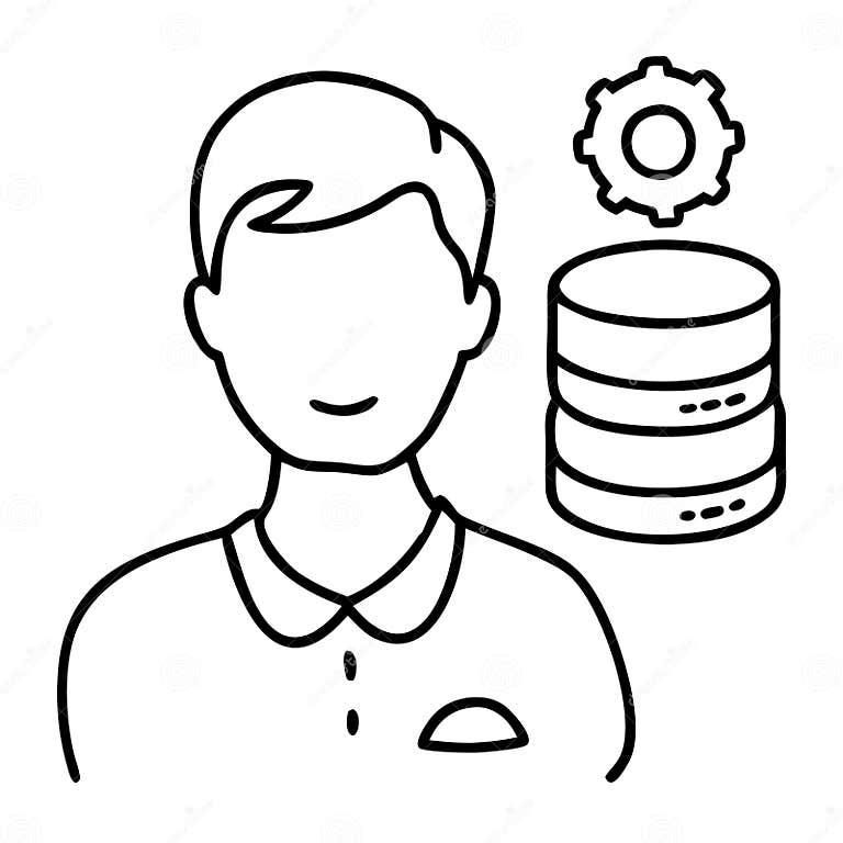 Simplistic Vector of it Professional with Database and Gear Symbol ...