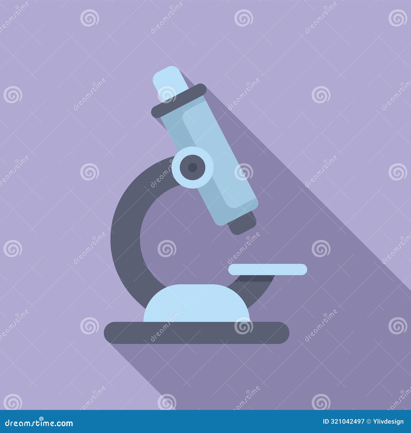 Simplistic Violet Hued Illustration of a Microscope in Flat Design ...