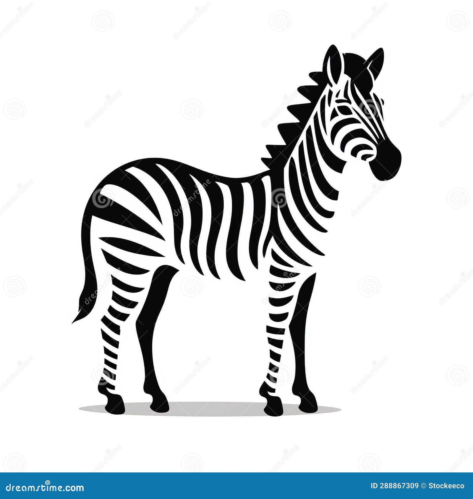 Simplistic Zebra Silhouette Icon - Vector Flat Design Illustration ...