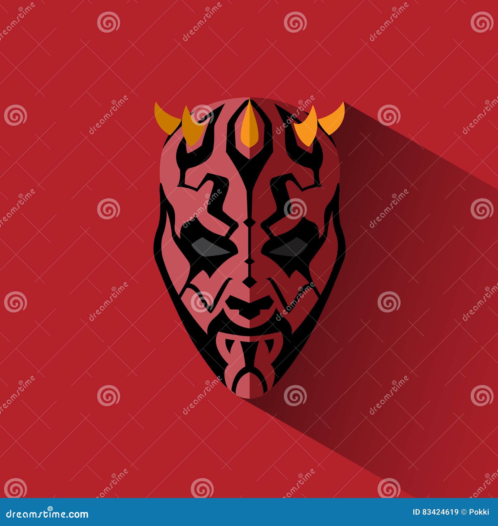 Simply Cartoon Head of Man in Red Mask Stock Illustration ...