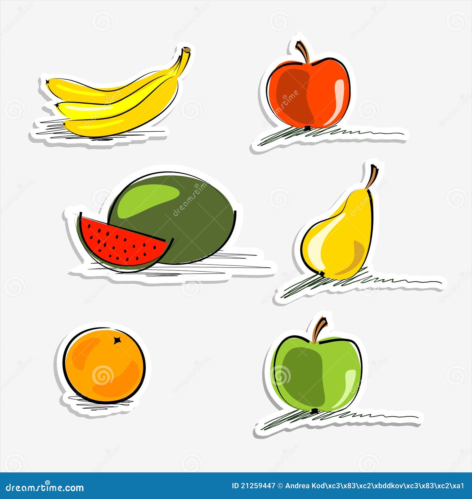 Simply fruit stickers stock vector. Illustration of sheet - 21259447