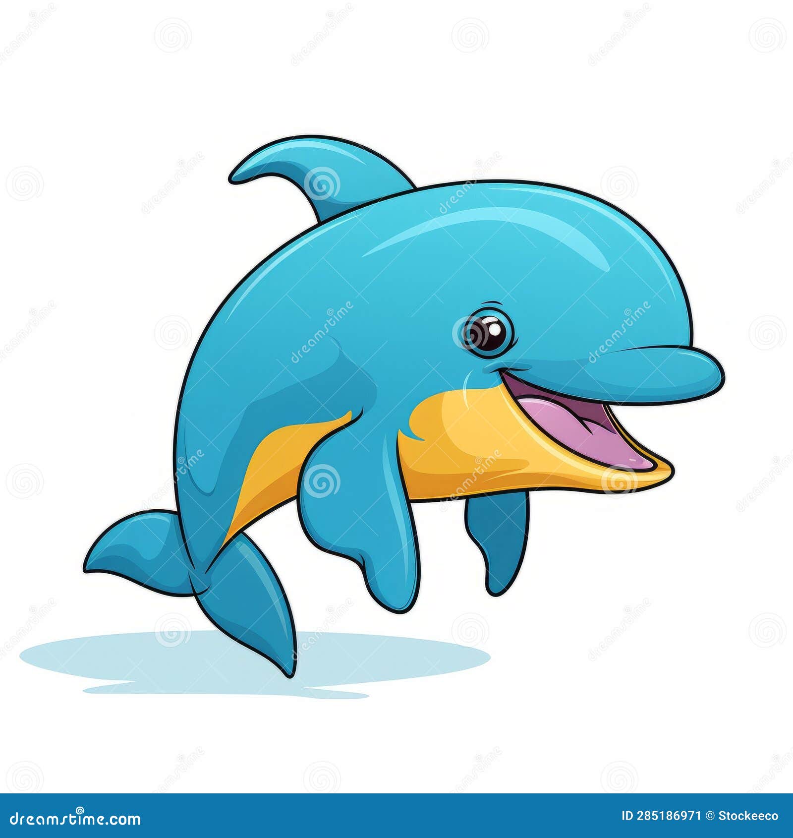 Simpsons-style Dolphin: Flat Vector Cartoon Illustration Stock ...