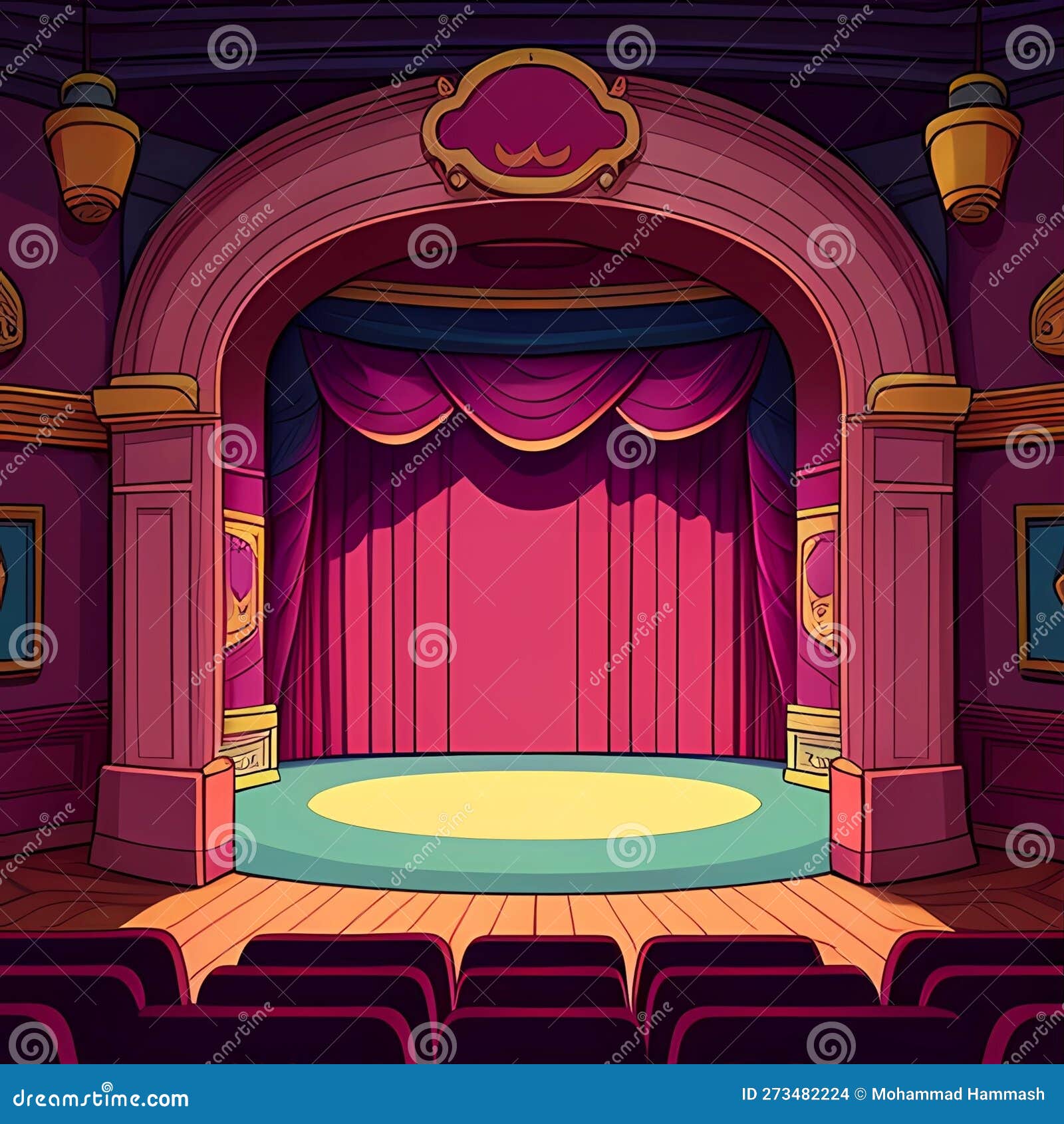Simpsons-style Empty Stage Background, Made with Generative AI Stock ...