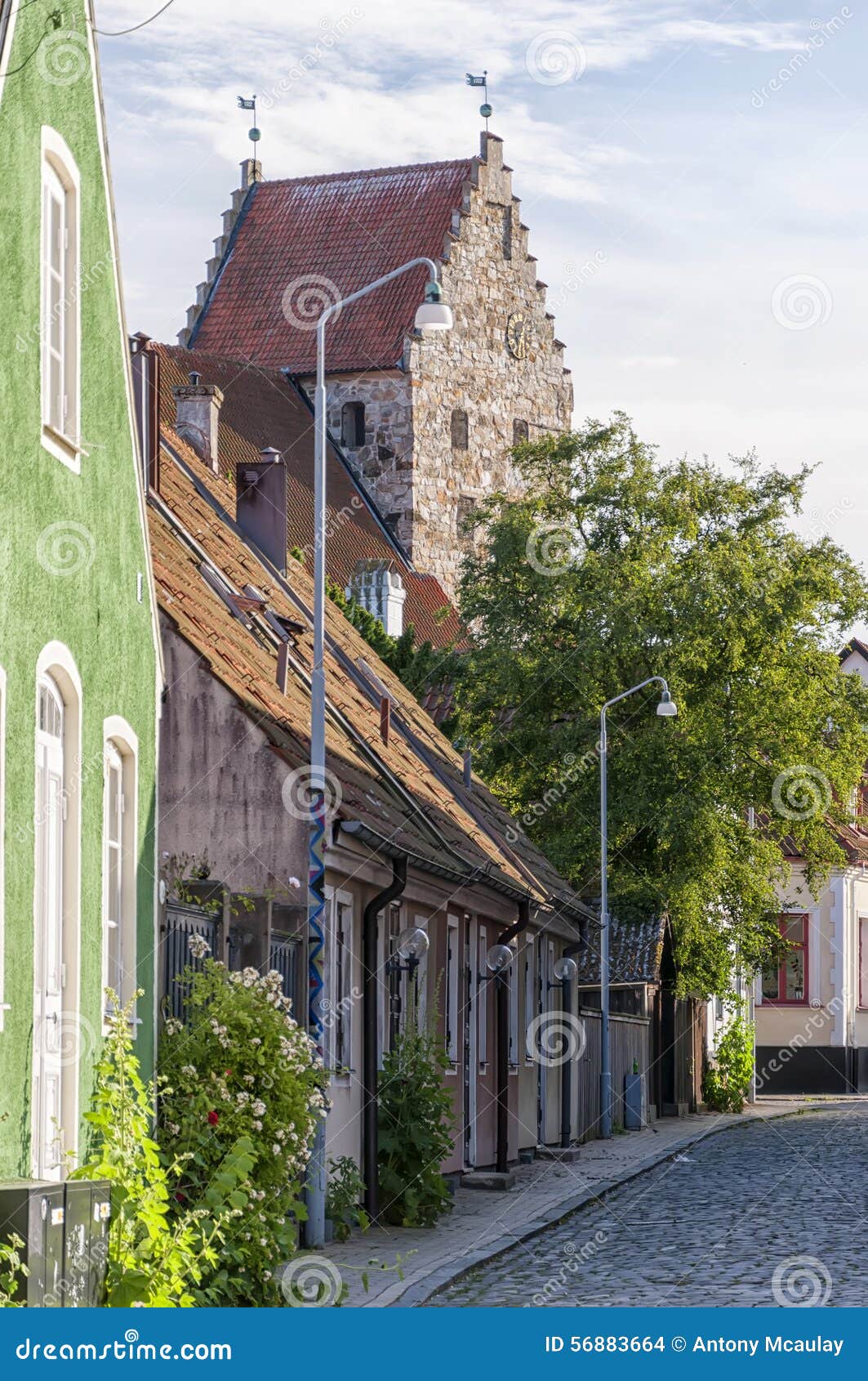 Simrishamn Street Scene stock photo. Image of christianity - 56883664