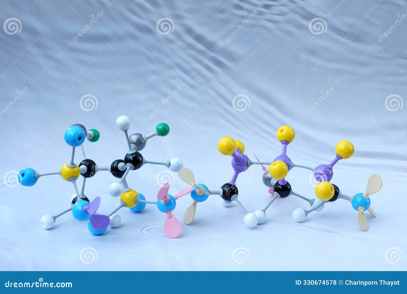 Simulate Shape of Covalent Molecules on Gray Background. Stock Photo ...