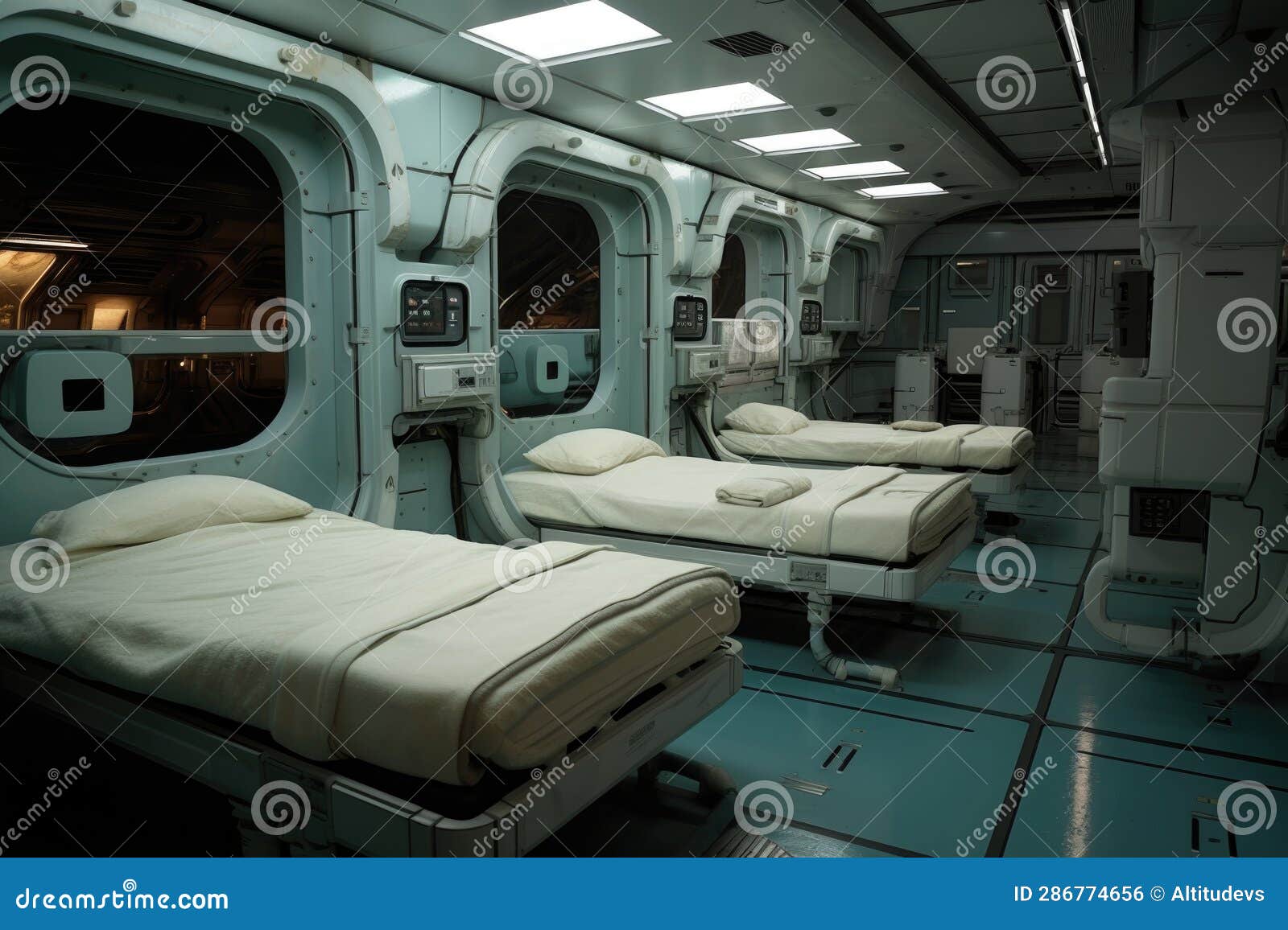 Futuristic Space Station Sleeping Quarters