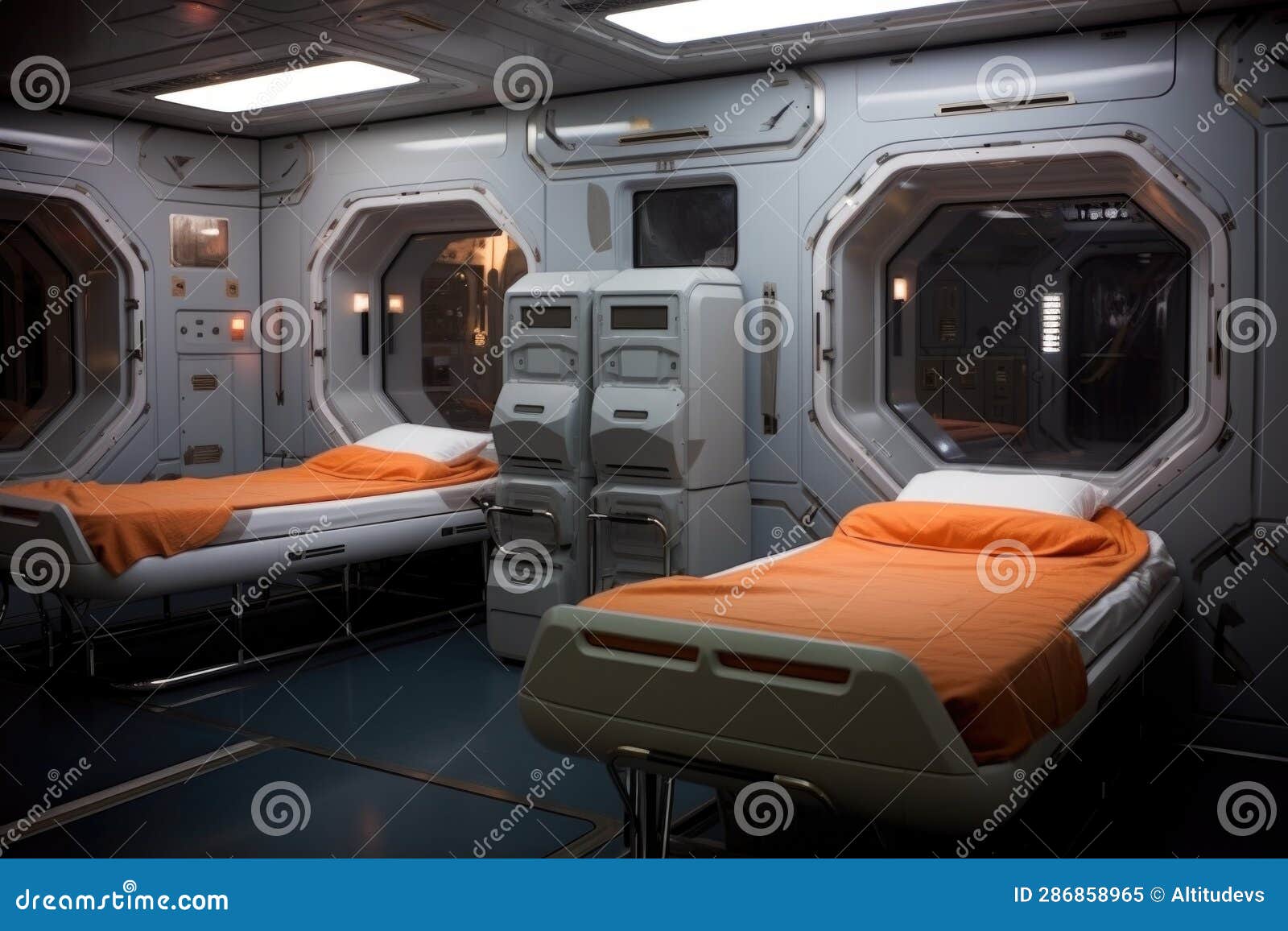 Futuristic Space Station Sleeping Quarters