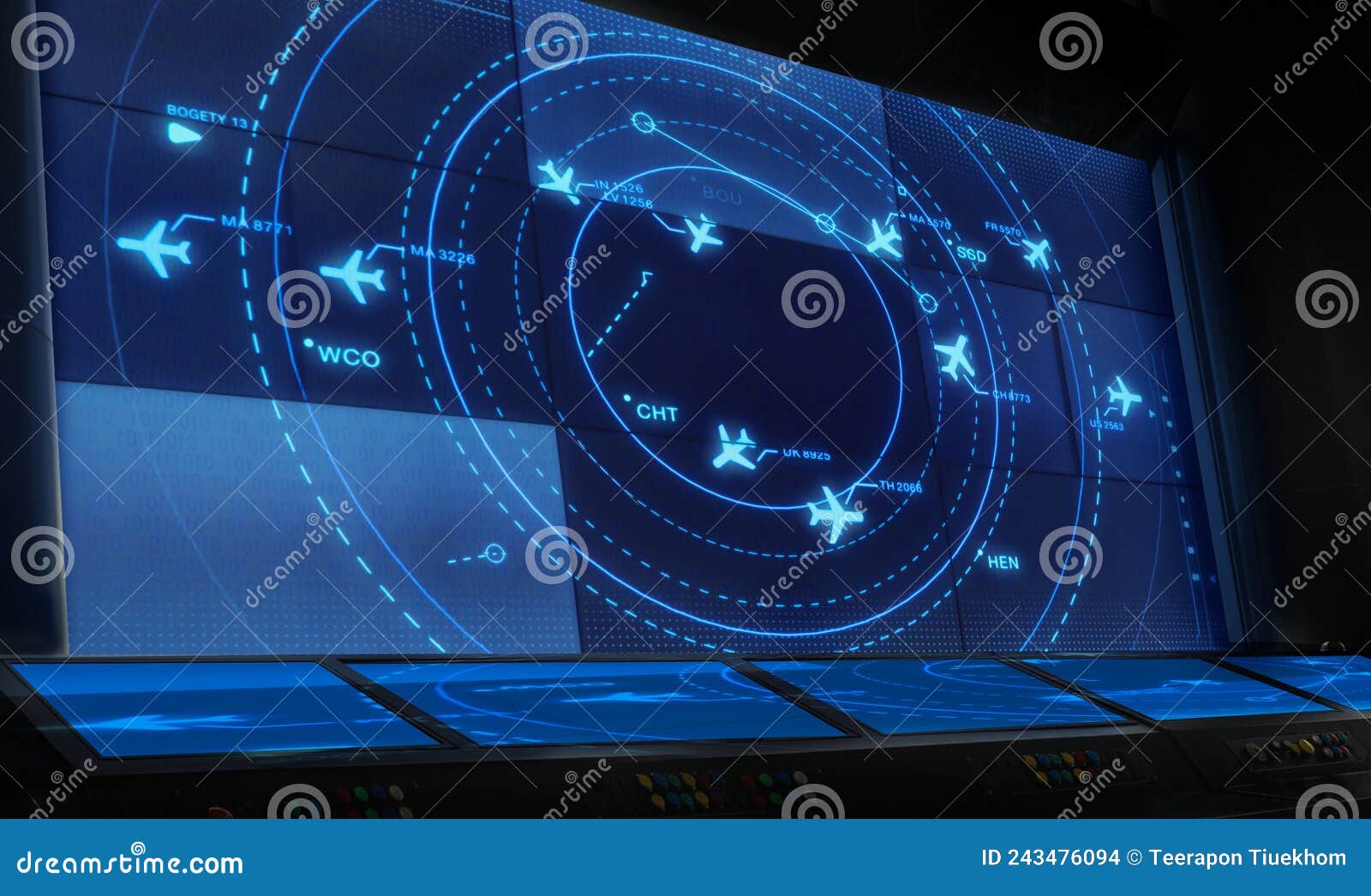 Simulation Screen Showing Various Flights for Transportation and ...