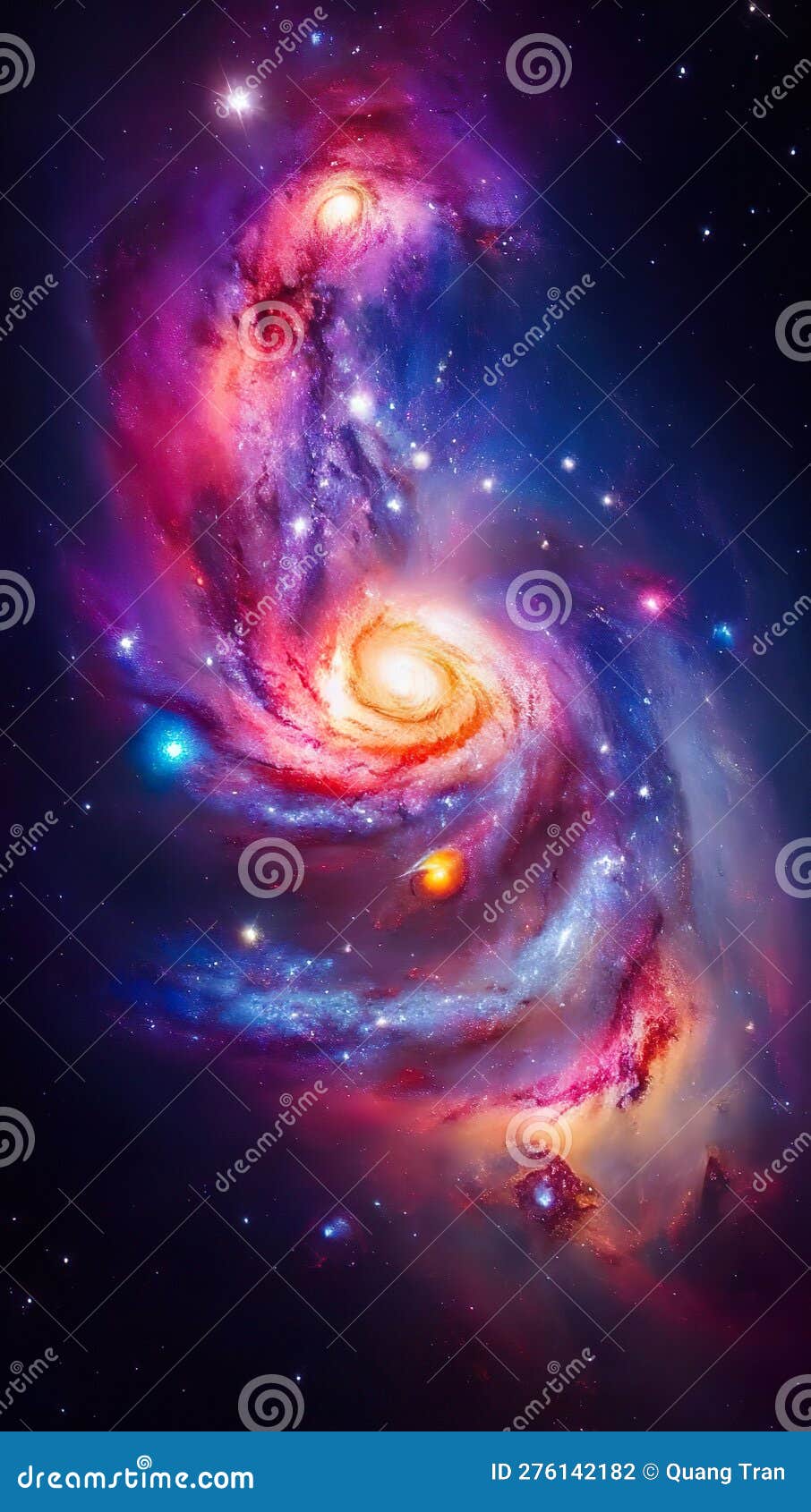 Simulation of Two Merging Galaxies Stock Illustration - Illustration of ...