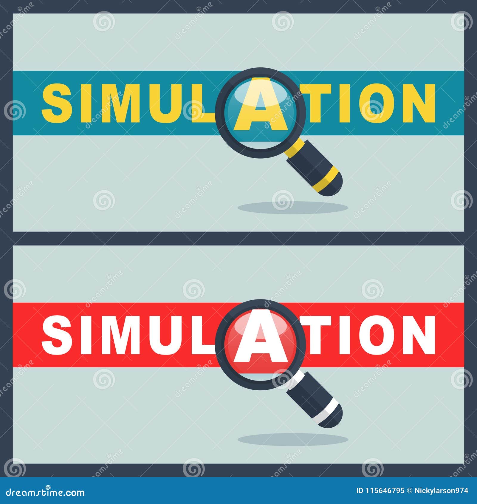 Simulation Word with Magnifier Concept Stock Vector - Illustration of ...