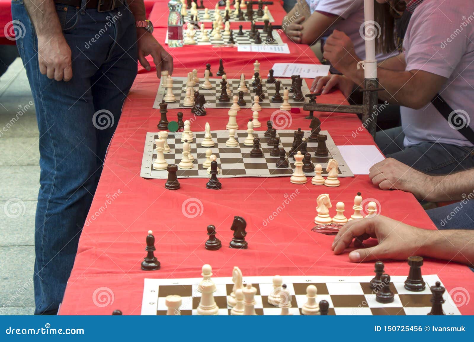Simultaneous Chess Competition on the City Square Stock Photo - Image ...