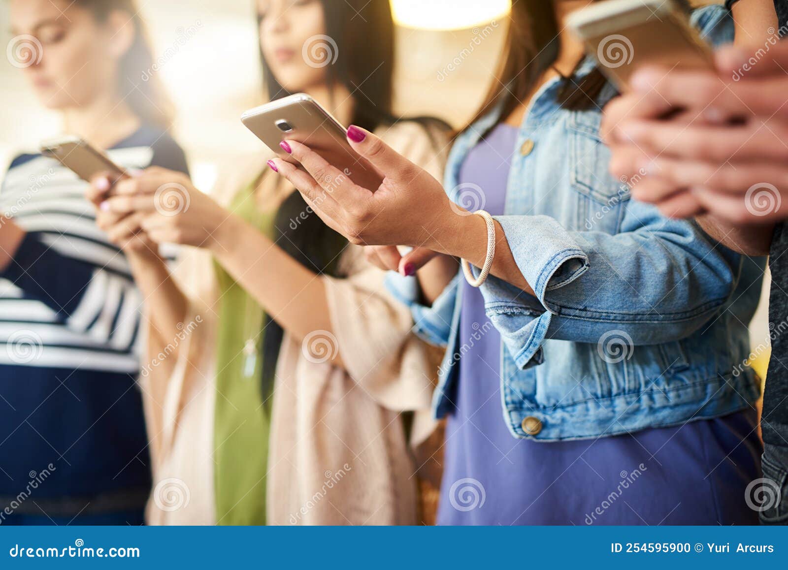 Simultaneous Connections. a Group of Unrecognisable People Using Their ...