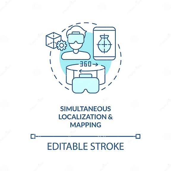 Simultaneous Localization and Mapping Turquoise Concept Icon Stock ...
