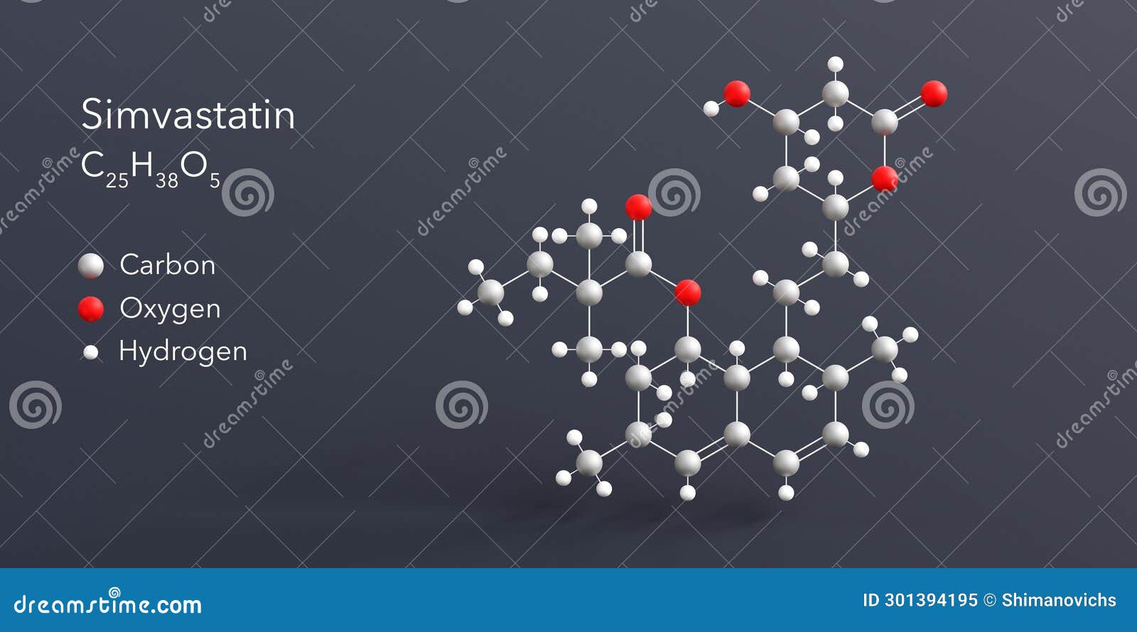 Simvastatin Molecule 3d Rendering, Flat Molecular Structure with ...