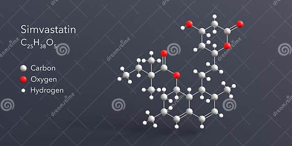 Simvastatin Molecule 3d Rendering, Flat Molecular Structure with ...