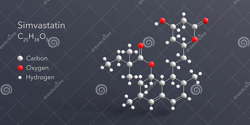 Simvastatin Molecule 3d Rendering, Flat Molecular Structure with ...