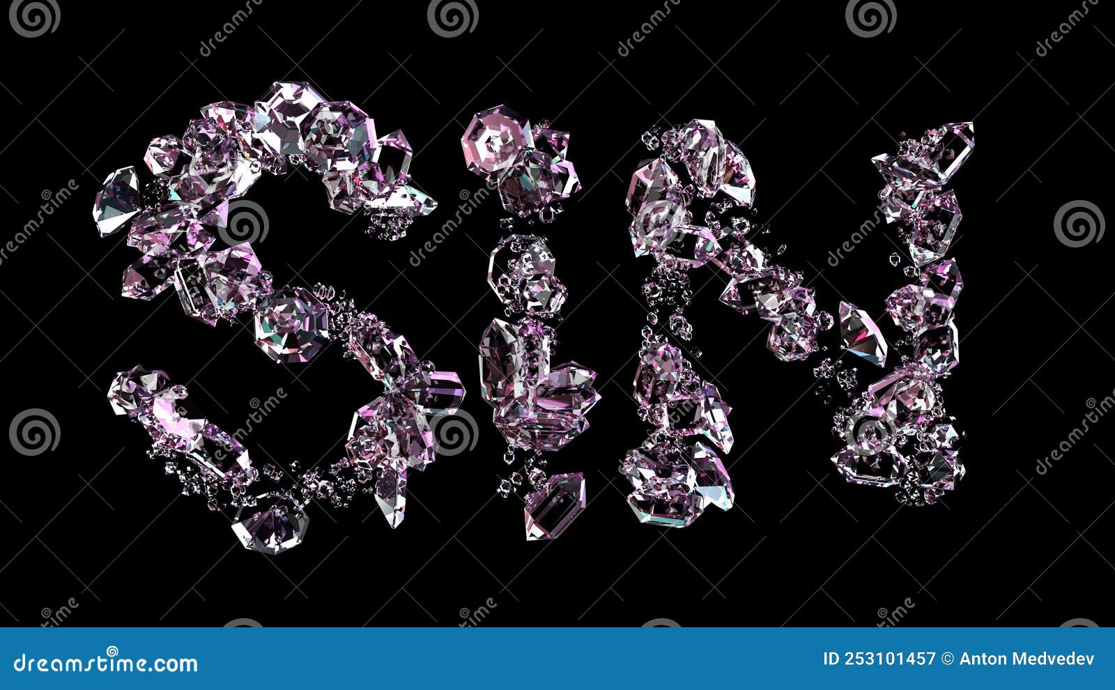 Sin - Text Made of Diamonds, on Black Backdrop, Isolated - Object 3D ...