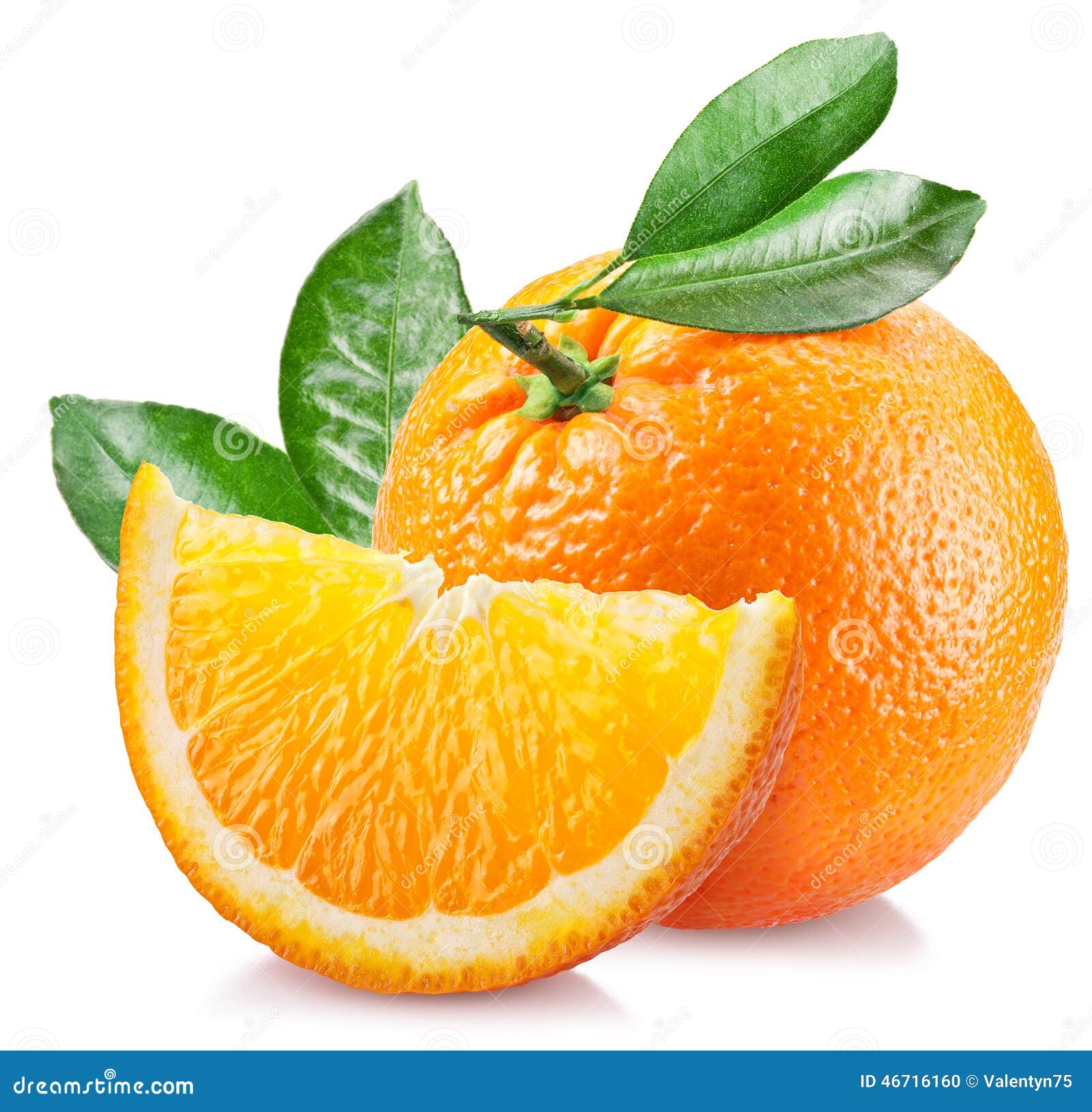 Sinaasappel Met Bladeren Over Wit Stock Foto - Image of vrucht, kruis ...