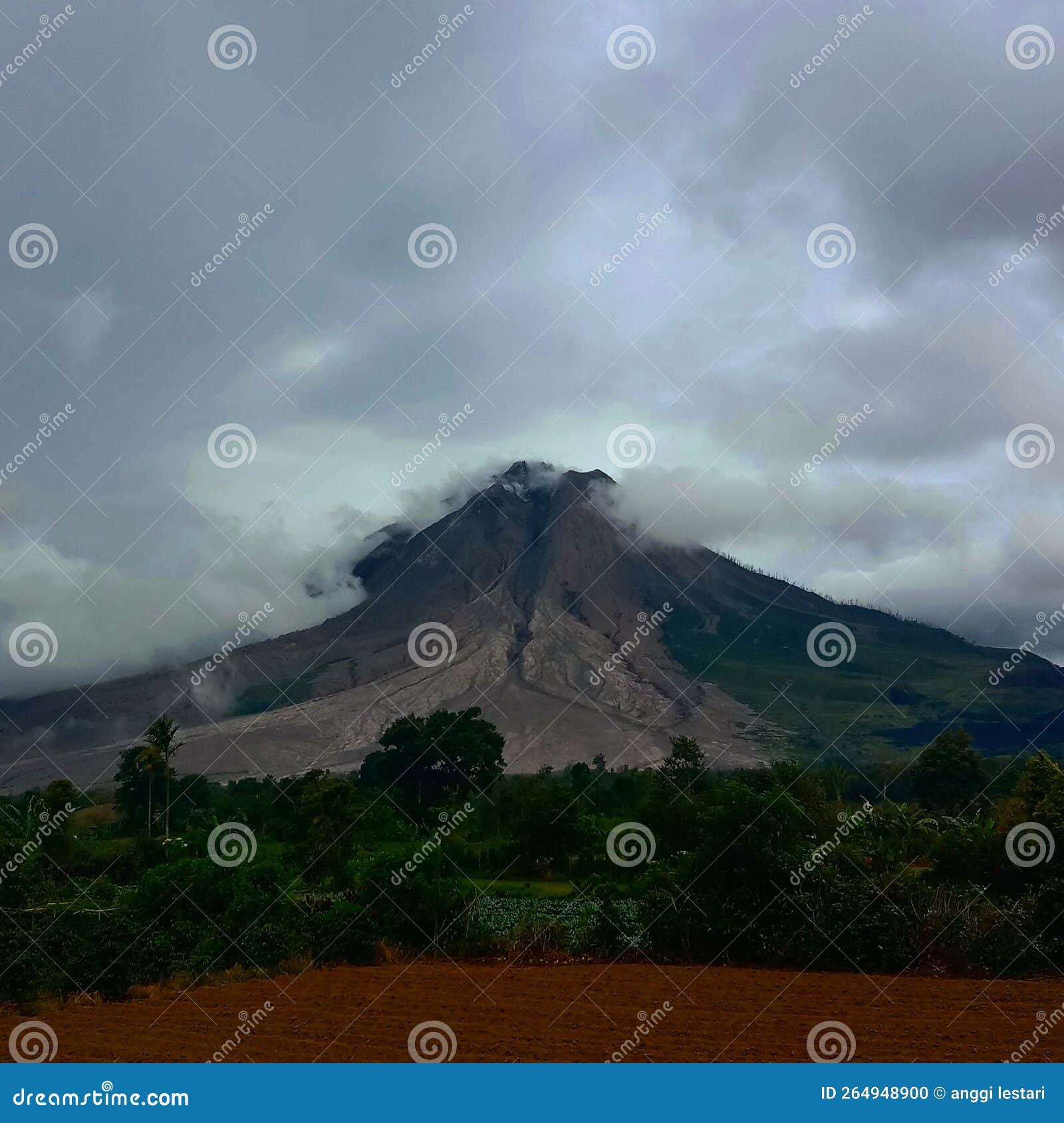 Gunung Sinabung Active Volcano Mountain Seen From Lake Toba. Beautiful ...