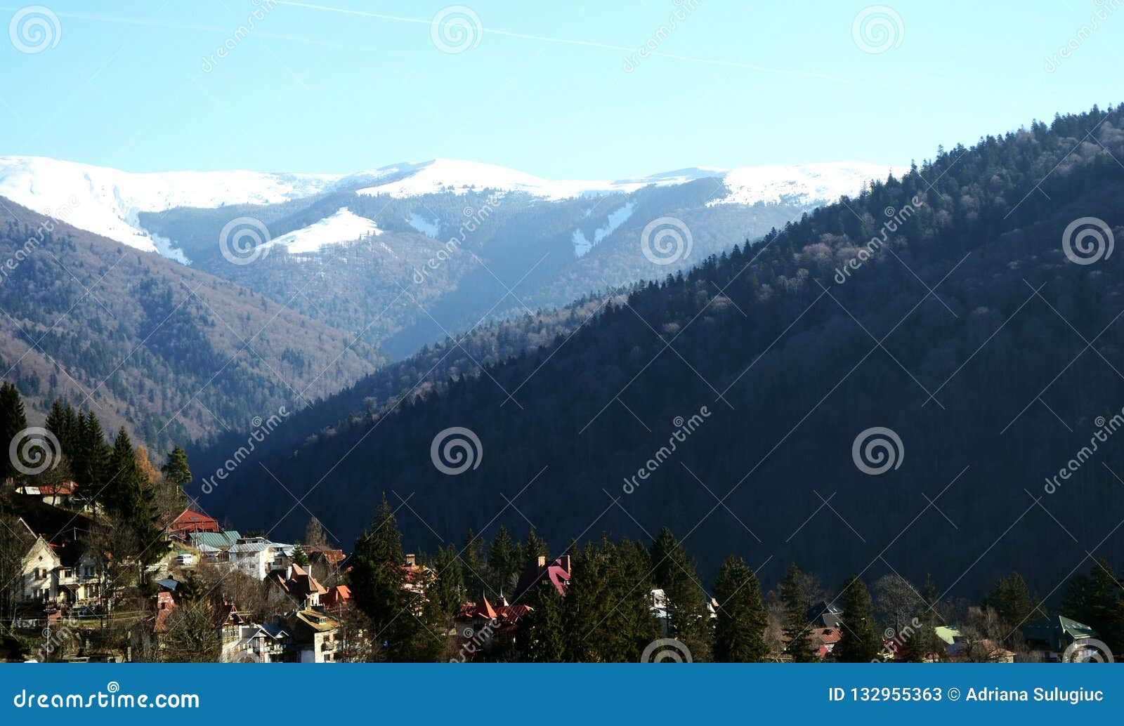 Sinaia City and the Bucegi Mountains Stock Image - Image of hills ...