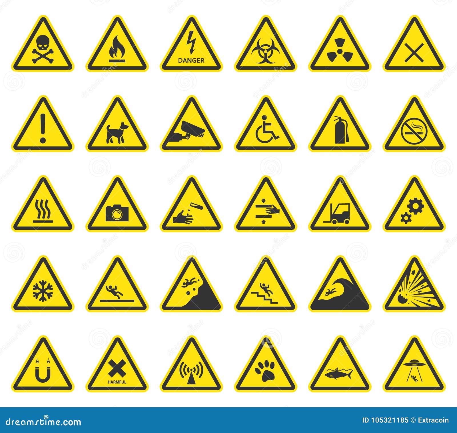 Sinais De Aviso Do Perigo, ícones Do Cuidado Ilustração do Vetor ...