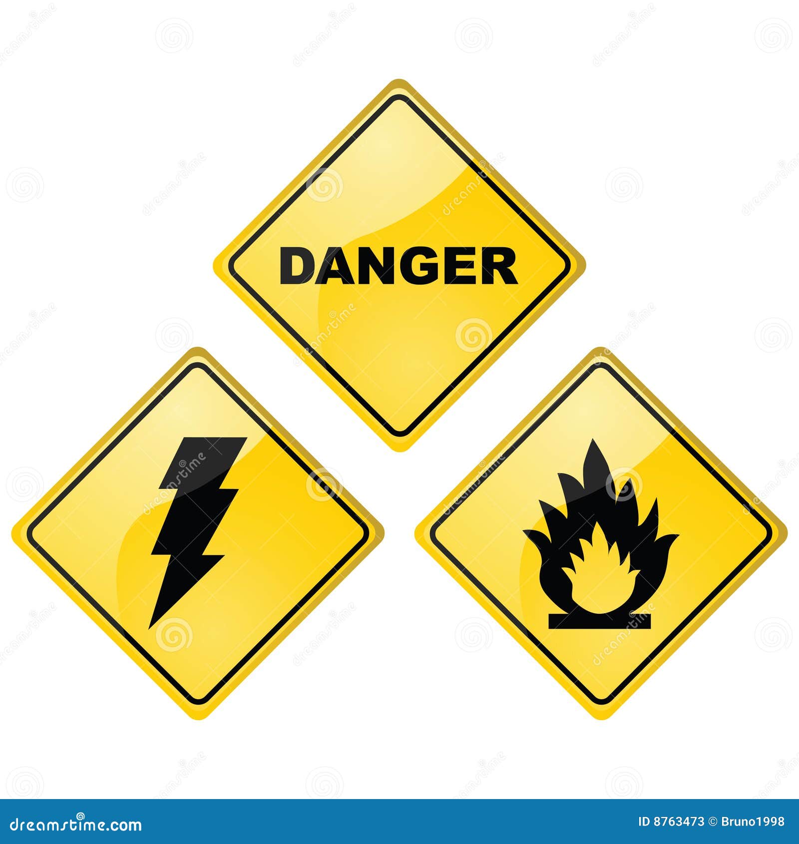 Sinais do perigo ilustração do vetor. Ilustração de descarga - 8763473