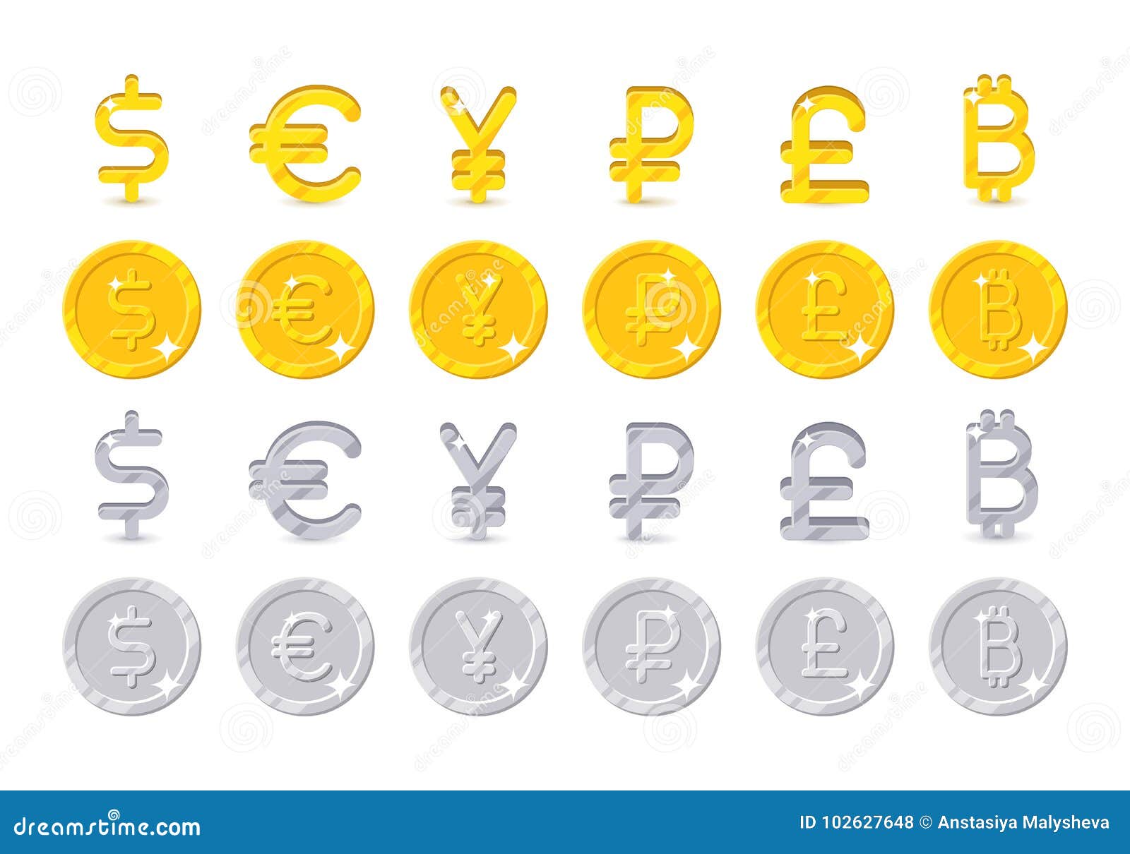 Sinais E Moedas De Moeda Do Mundo Ilustração do Vetor - Ilustração de ...