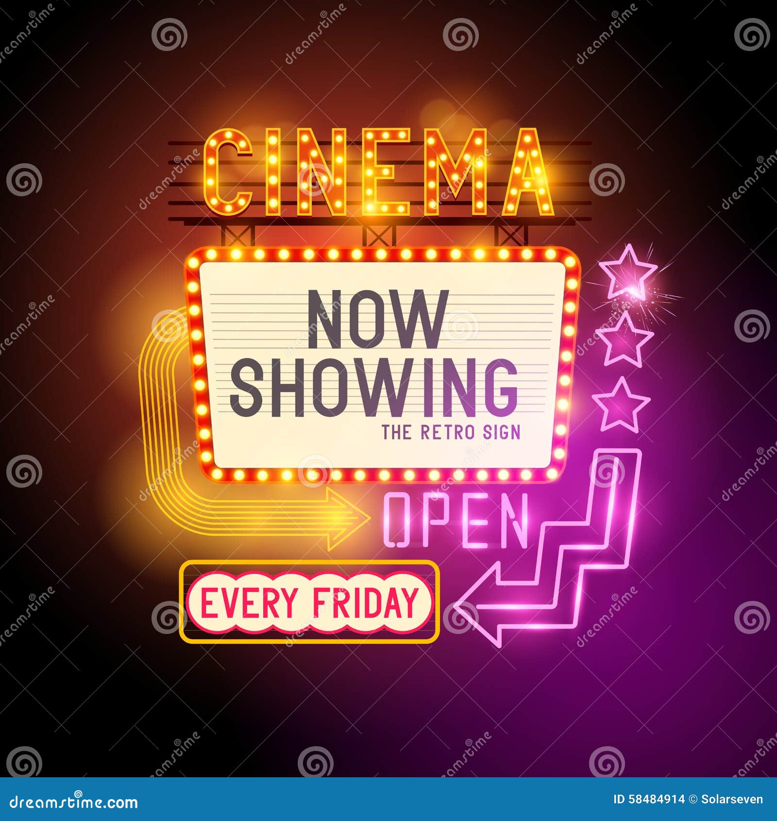 Sinais retros do cinema ilustração do vetor. Ilustração de glamouroso ...