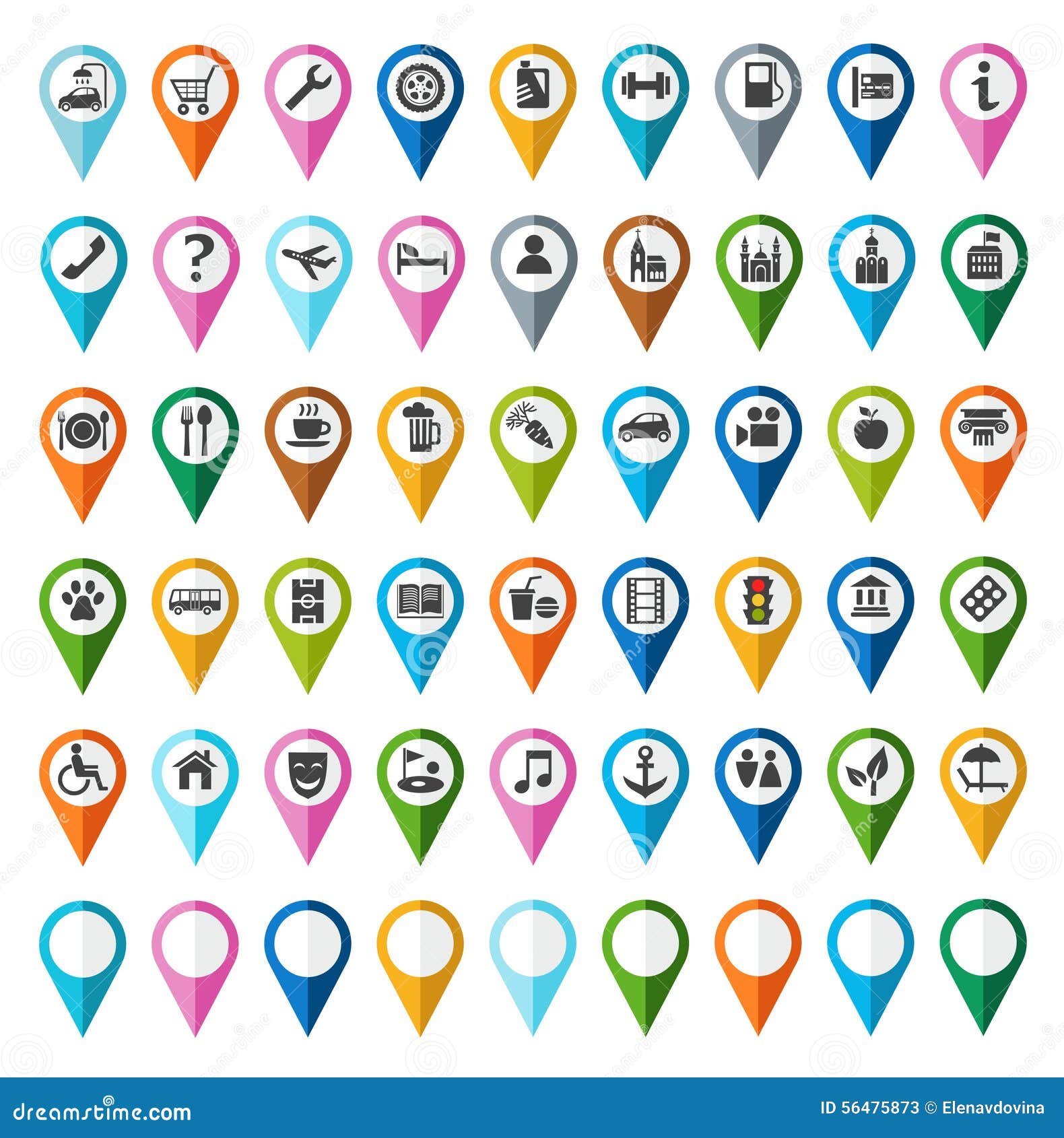 Sinais, Símbolos, Objetos, Localidade, Cidade, Cor, Lisa Ilustração do ...